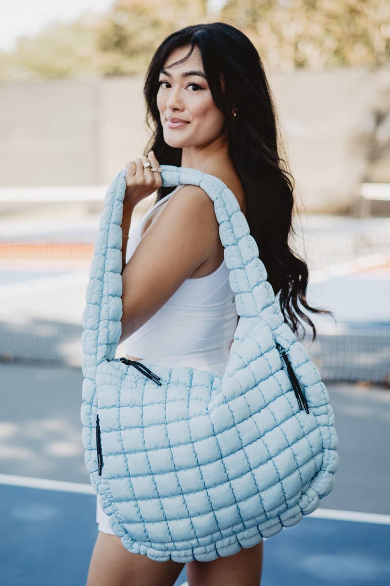 Light Blue Oversized Quilted Puffer Tote Bag – Smoky Mountain Off Road ...